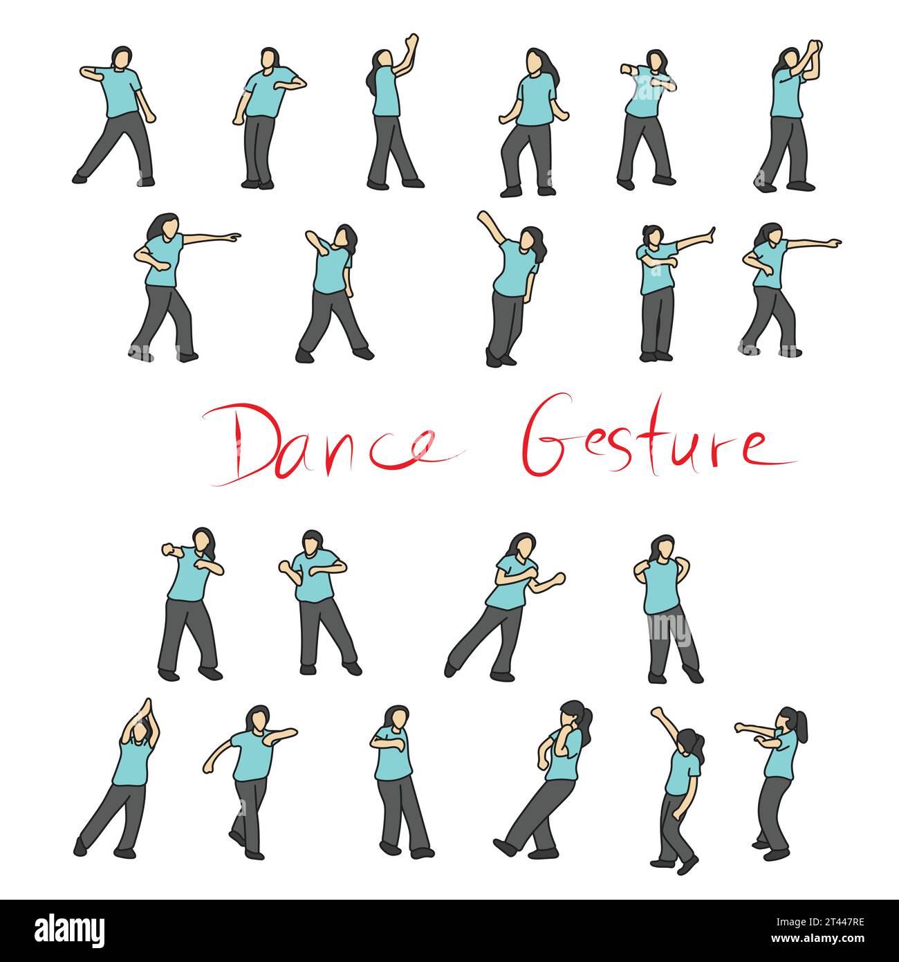 simple shape dancing people illustration vector hand drawn isolated on ...