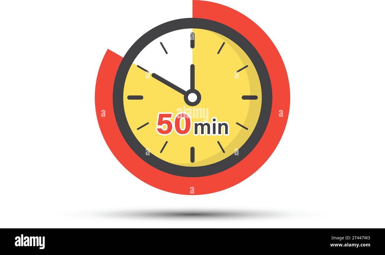50 minutes on stopwatch icon in flat style. Clock face timer vector ...