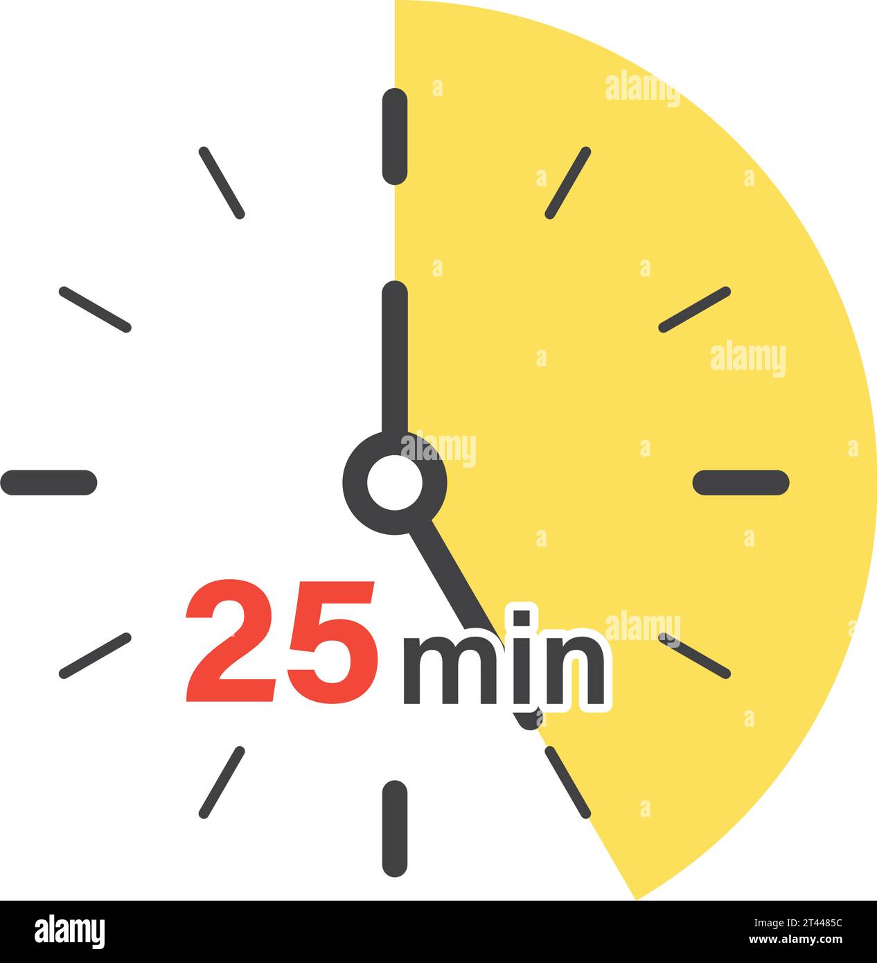 25 minutes on stopwatch icon in flat style. Clock face timer vector ...