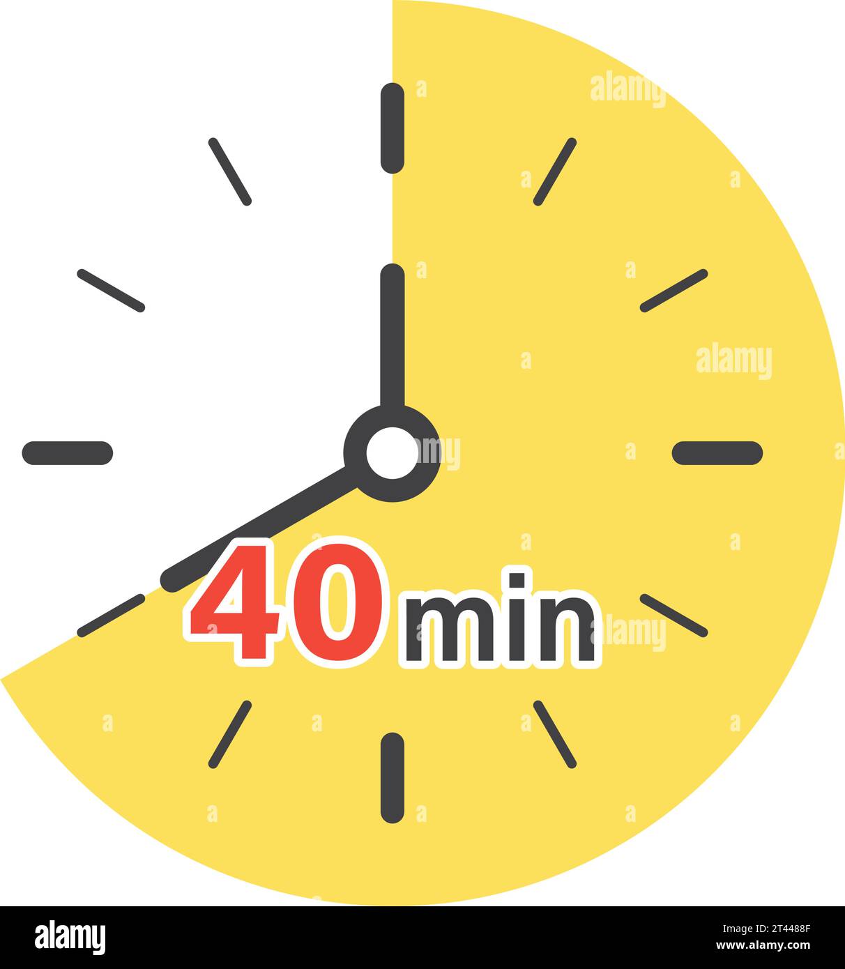 40 minutes on stopwatch icon in flat style. Clock face timer vector ...