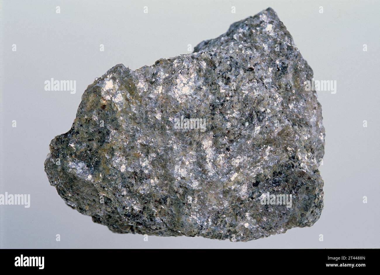 Micaceous schist is a metamorphic rock rich in mica. Sample Stock Photo ...