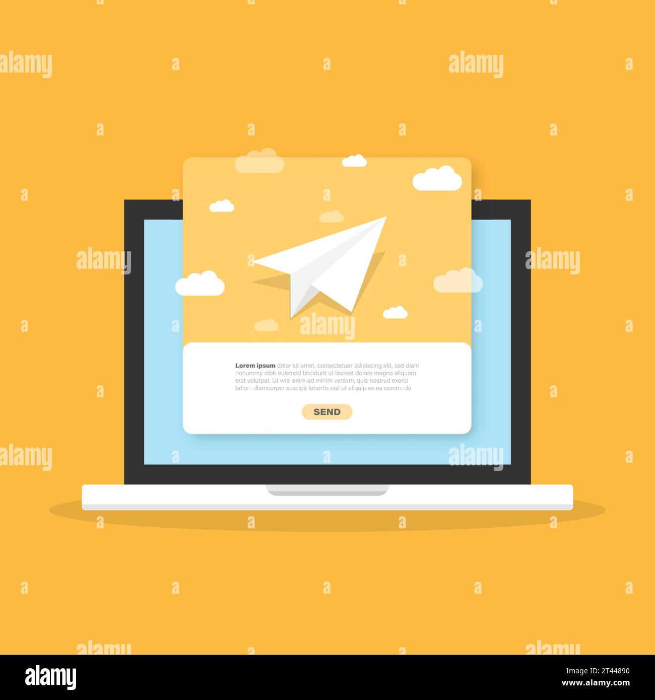 Banner of email marketing with laptop computer icon in flat style ...