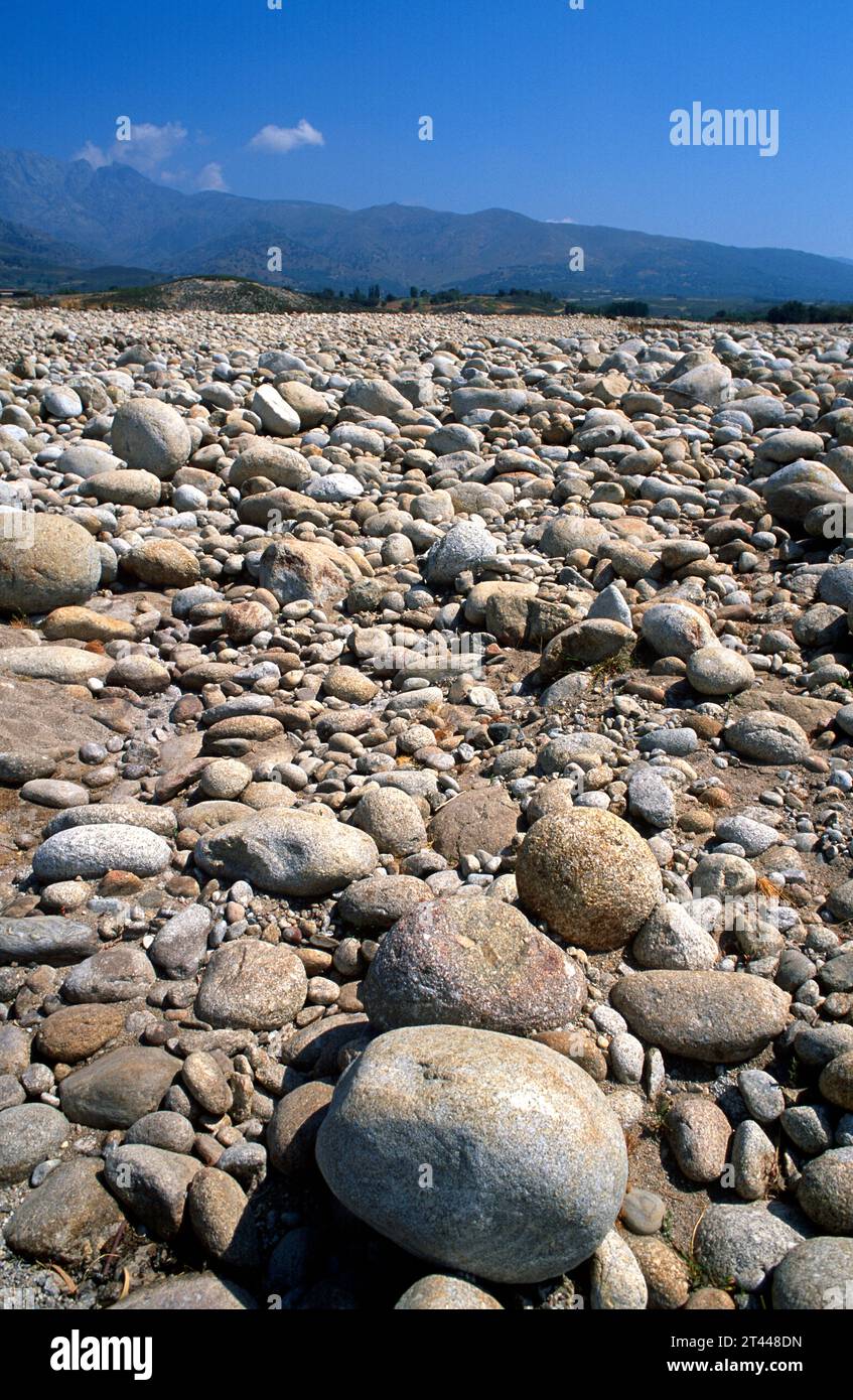 Pebble gravel is a sedimentary deposit of rock fragments. This photo ...
