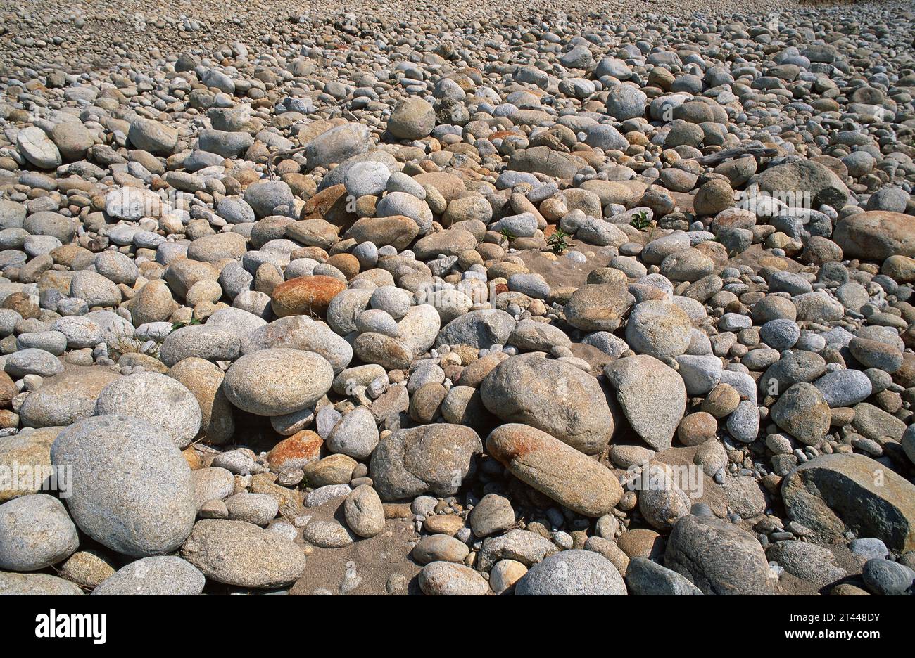 Pebble gravel is a sedimentary deposit of rock fragments. This photo ...