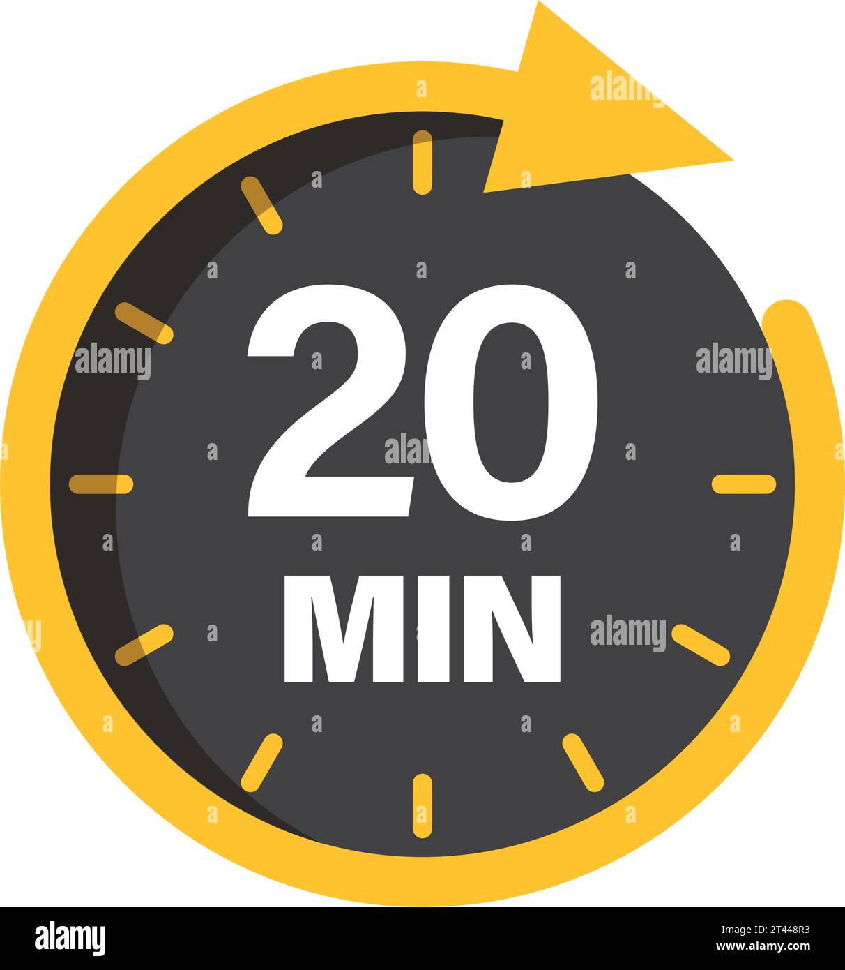 20 minutes on stopwatch icon in flat style. Clock face timer vector ...