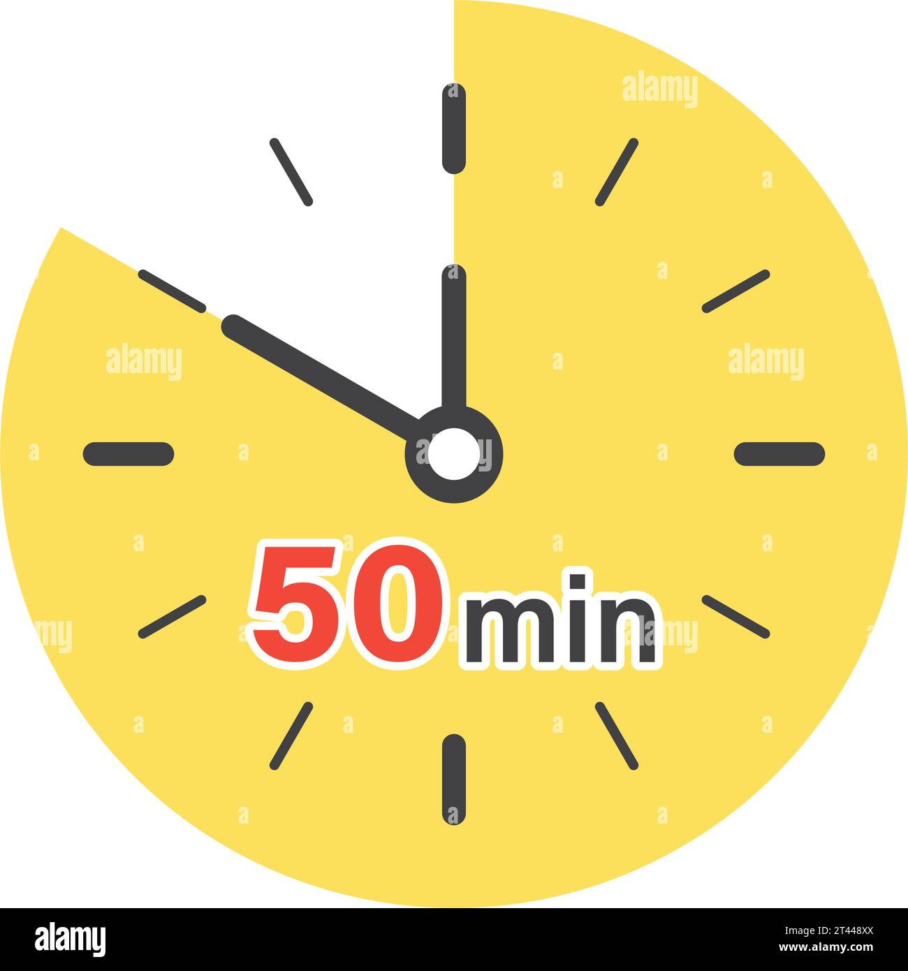 50 minutes on stopwatch icon in flat style. Clock face timer vector ...