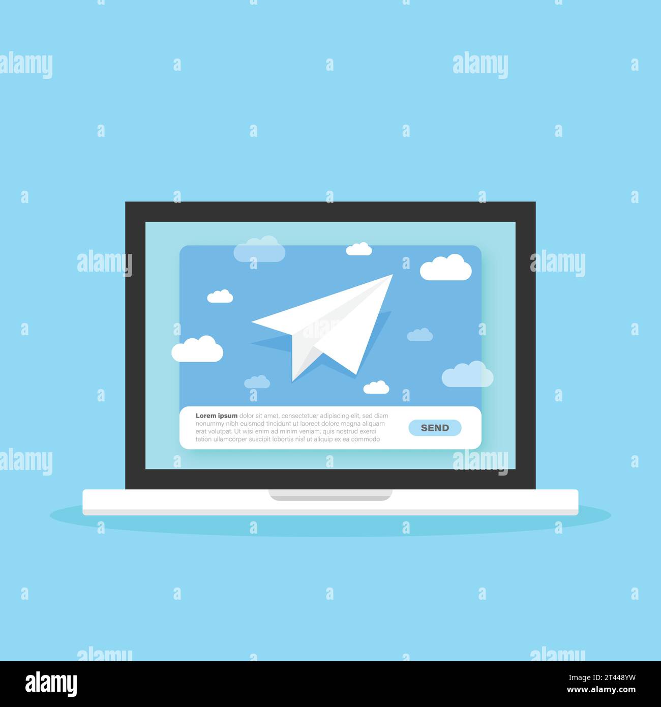 Banner of email marketing with laptop computer icon in flat style ...