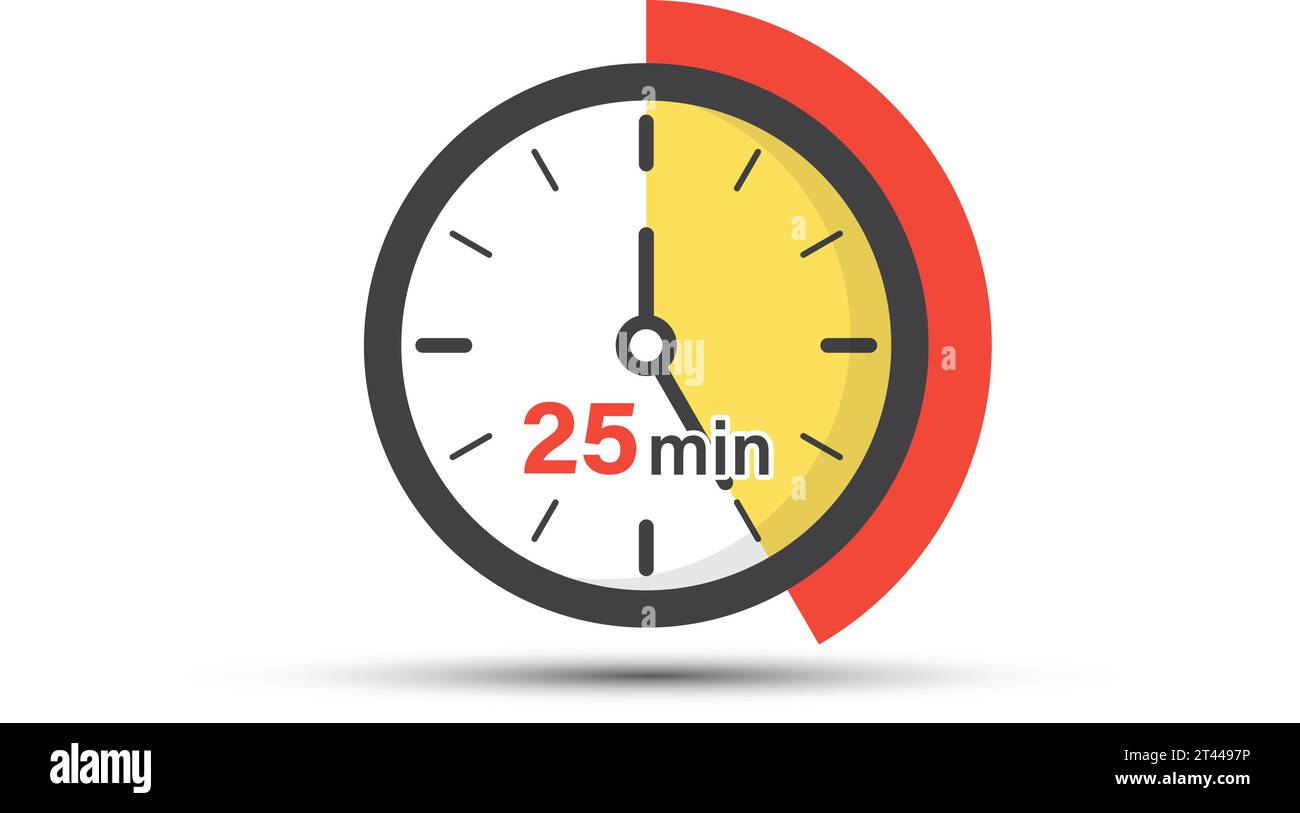 25 minutes on stopwatch icon in flat style. Clock face timer vector ...