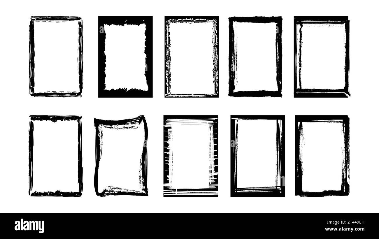 Vintage Grunge Edge Frames vector illustration. This collection ...