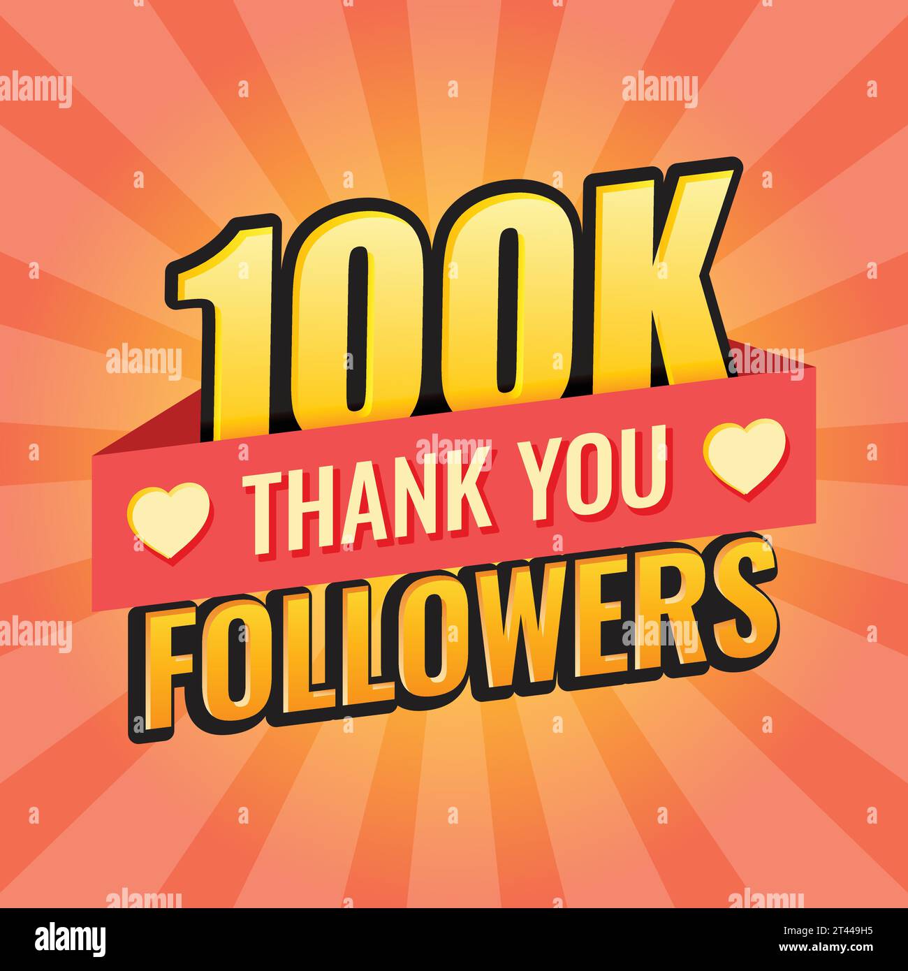 Thank you 100000 followers icon in flat style. Subscription amount ...