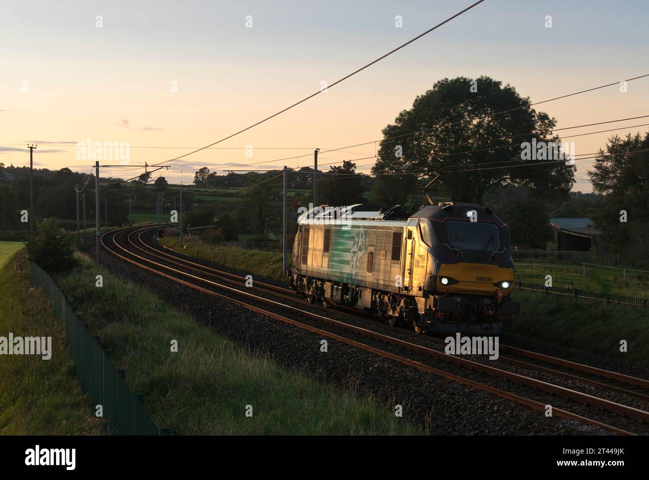 Direct Rail Services class 88 electric locomotive catching the golden ...