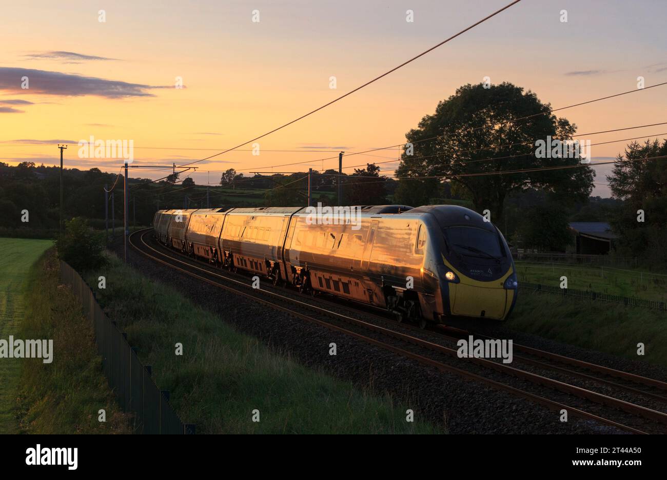 Avanti West Coast Alstom Pendolino train tilting round a curve in the ...
