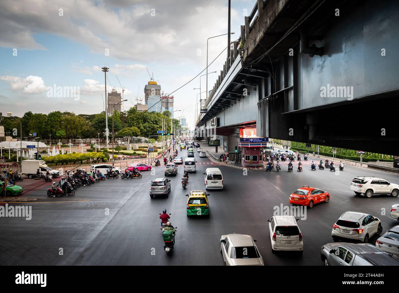 View of Rama 4 Rd. by Silom Rd. below The Thai Japanese Friendship ...