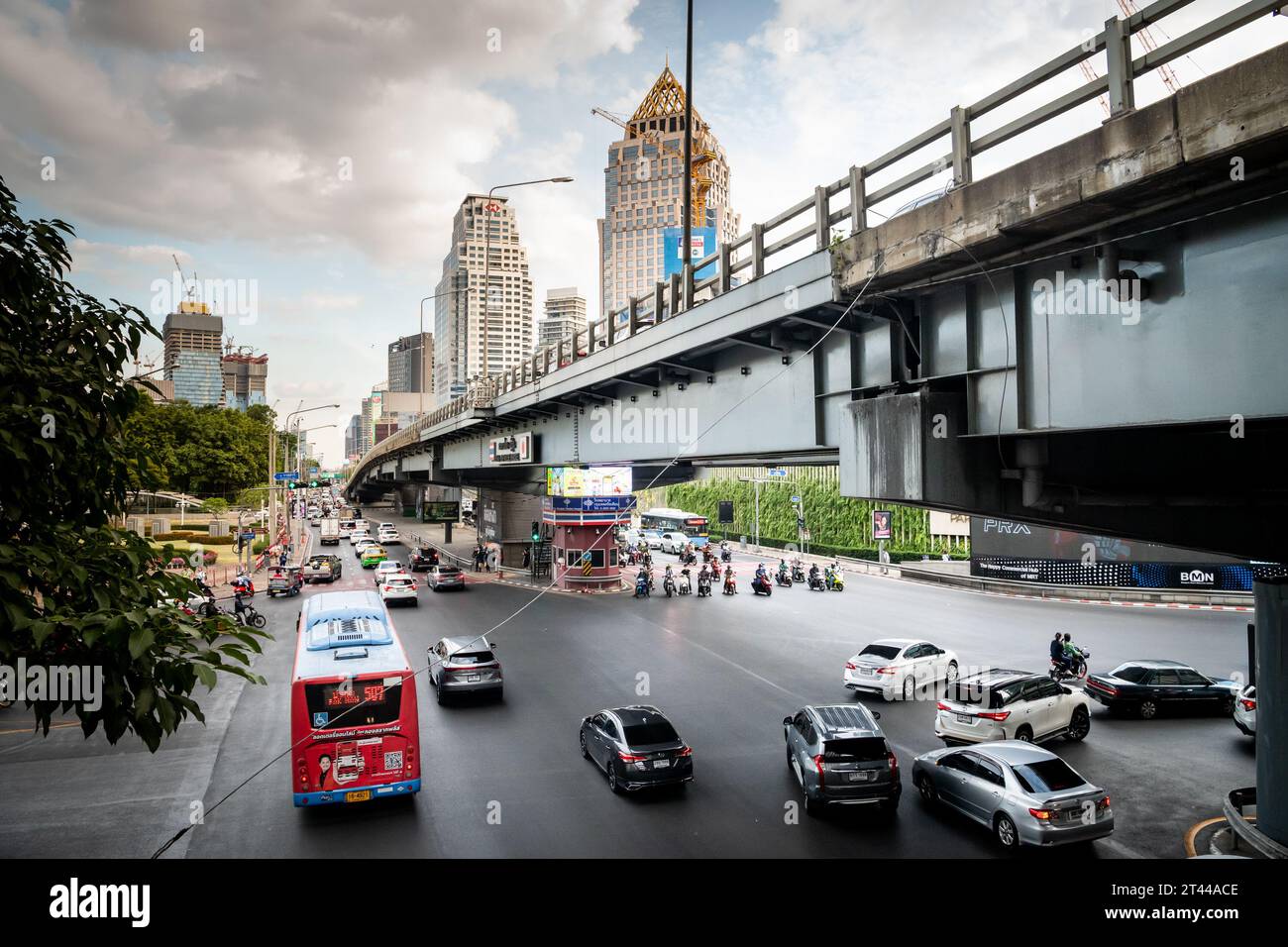 View of Rama 4 Rd. by Silom Rd. below The Thai Japanese Friendship ...