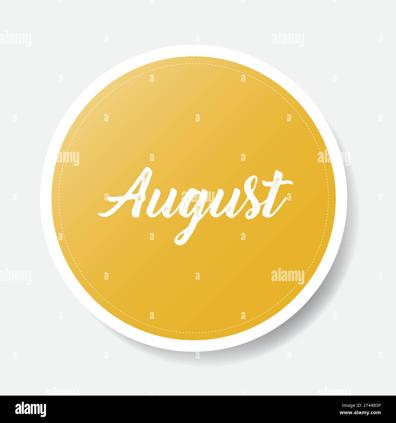 August yellow round sticker on white background, vector illustration ...