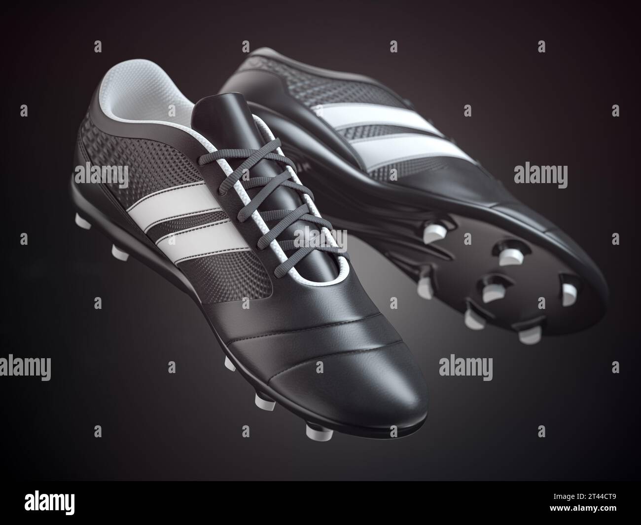 Classic football boots on black background. 3d illustration Stock Photo ...