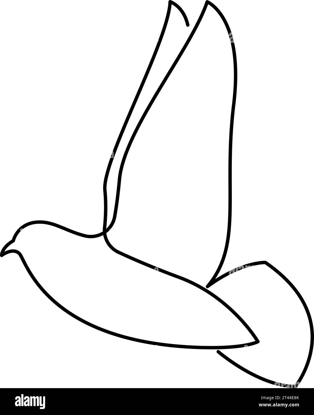 One line dove flies design silhouette. Hand drawn minimalism style ...