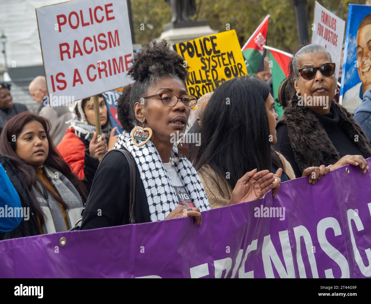 London, UK. 28th October 2023. Marcia Rigg and others hold the main ...