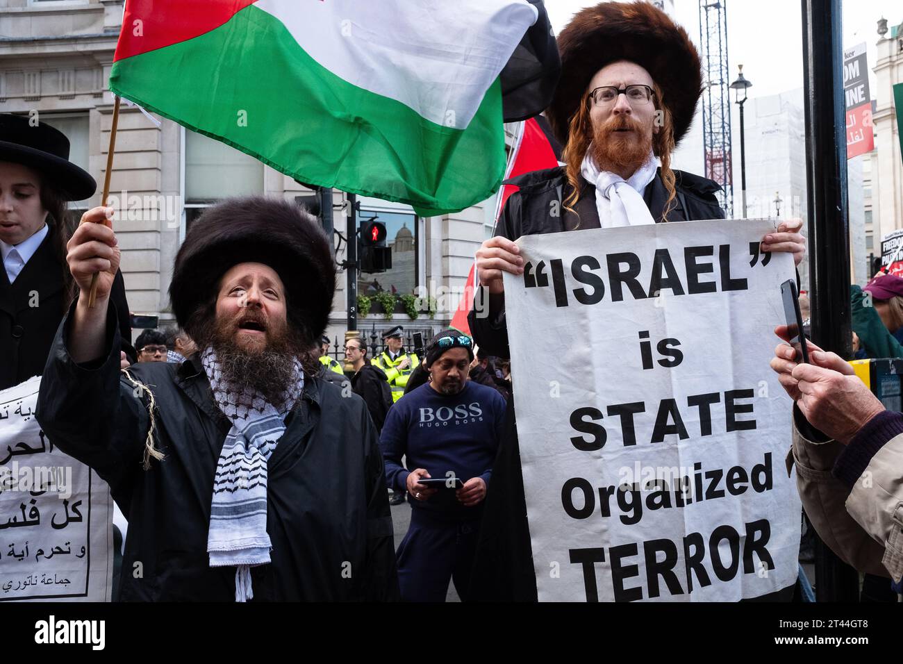 London, England - 28th October 2023: Pro Palestine protesters march ...