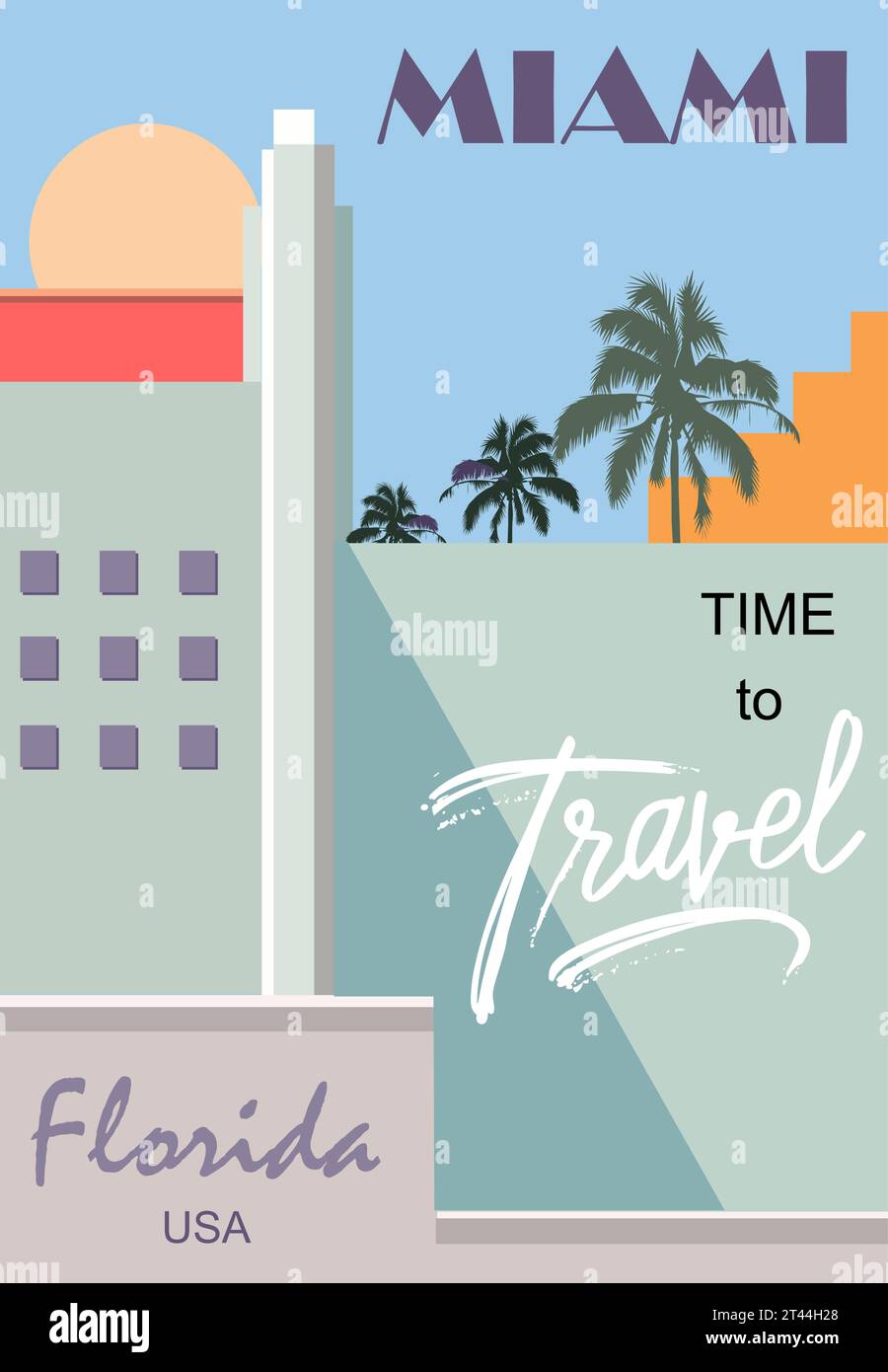 Miami Travel Destination Poster in retro style Stock Vector Image & Art ...