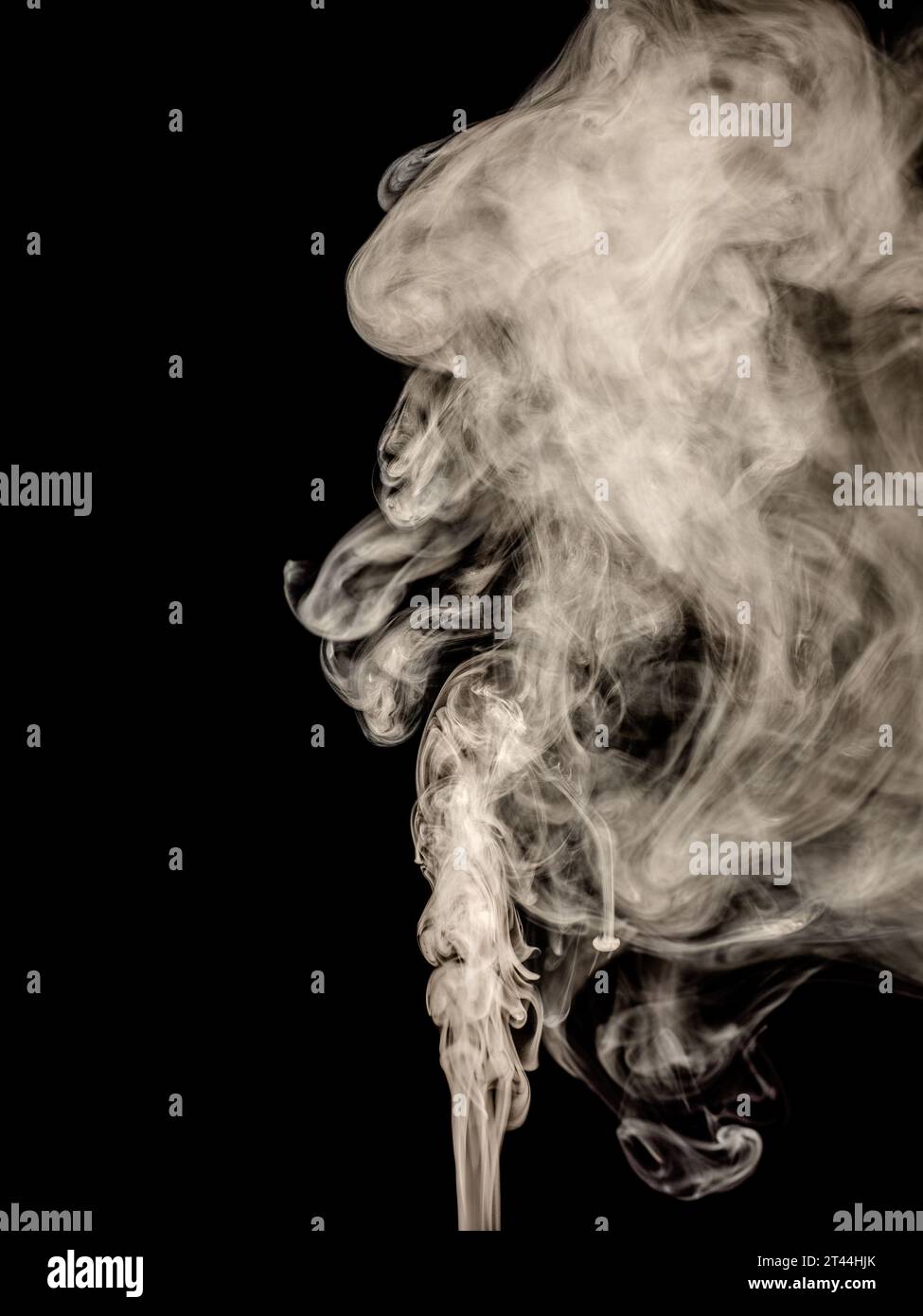Effect of rising white smoke isolated on a black background Stock Photo ...