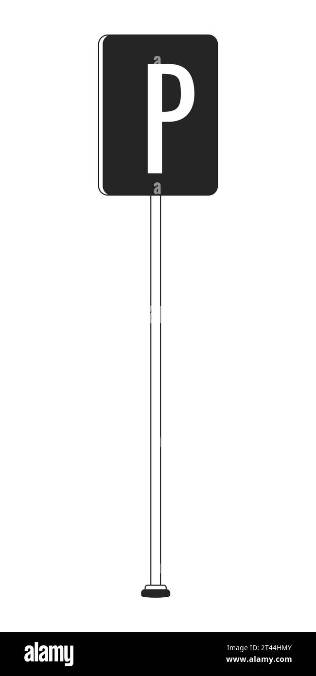 Parking sign pole black and white 2D line cartoon object Stock Vector ...