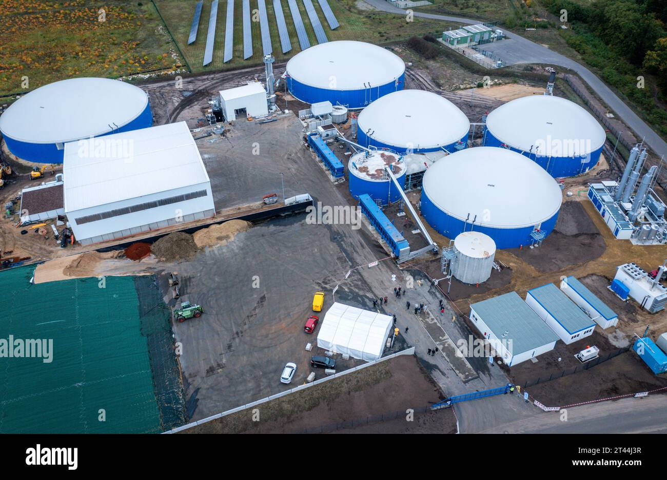 Torgelow, Germany. 26th Oct, 2023. Gas tanks of the biogas plant of the ...