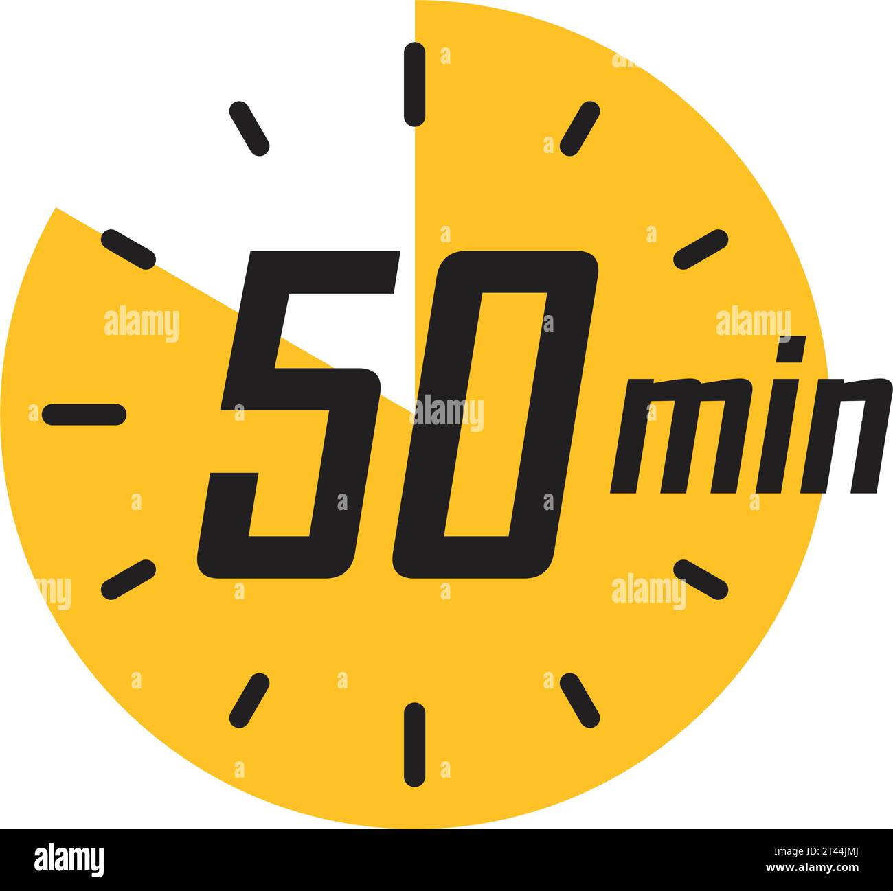 50 minutes on stopwatch icon in flat style. Clock face timer vector ...