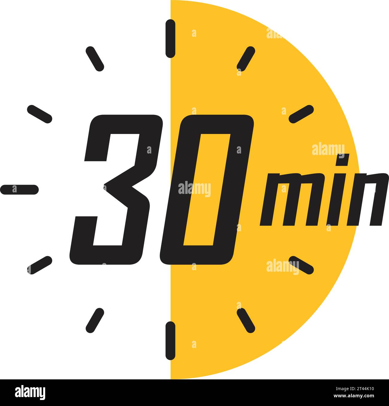 30 minutes on stopwatch icon in flat style. Clock face timer vector ...