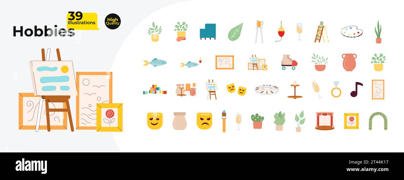 Hobby artistic gardening 2D cartoon objects bundle Stock Vector Image ...