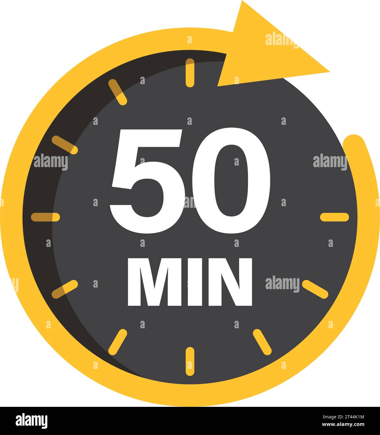 50 Minutes On Stopwatch Icon In Flat Style Clock Face Timer Vector