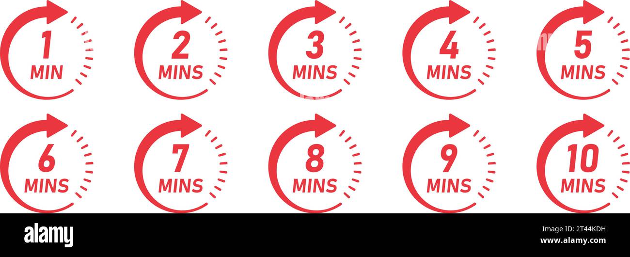 From 1 minite to 10 minutes on stopwatch icon in flat style. Clock face ...