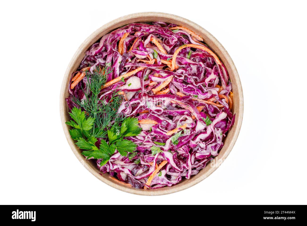 cole slaw salad with red cabbage on a white background for a food ...