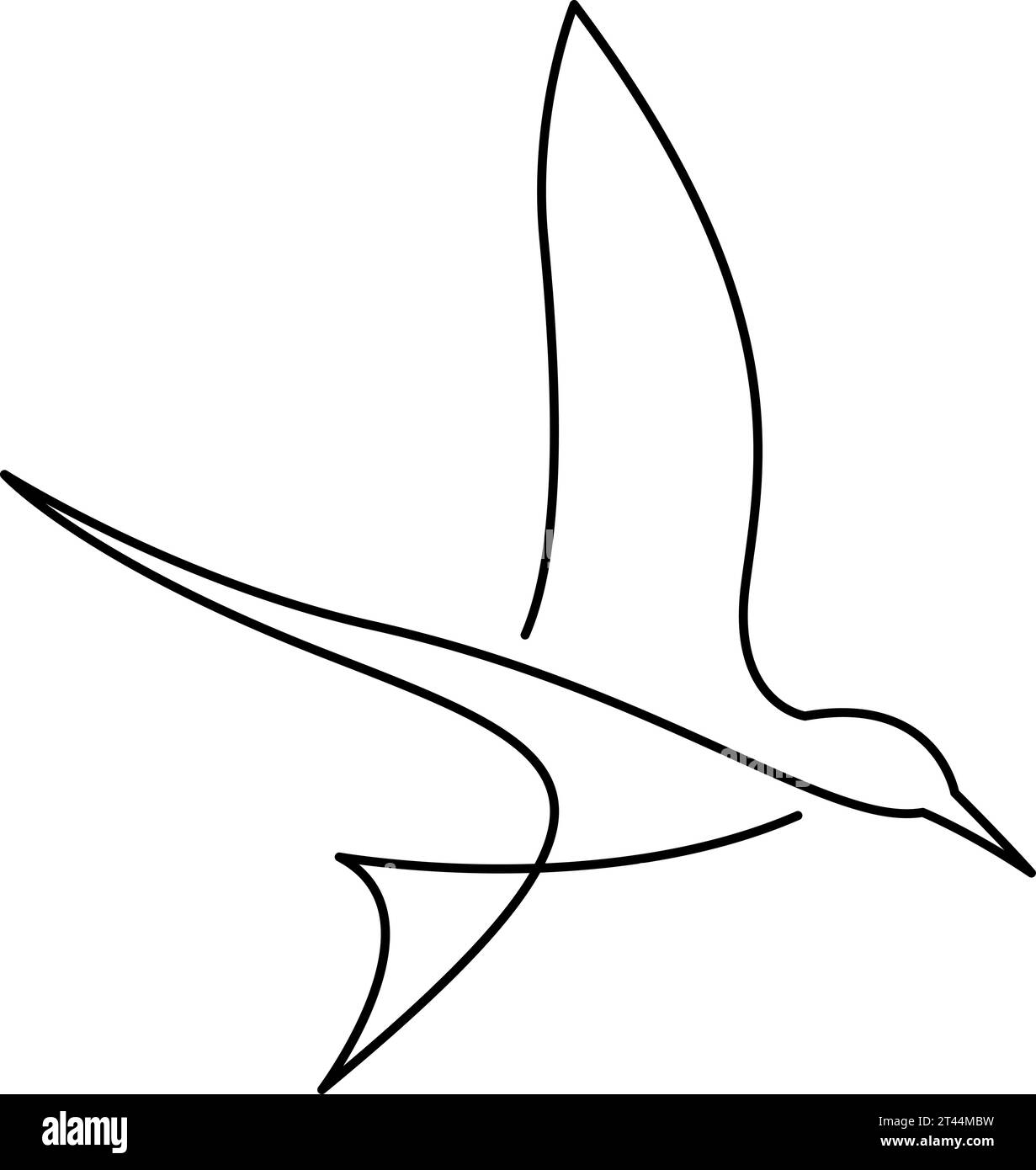 Continuous one line drawing of a bird flying. Hand drawn minimalism ...