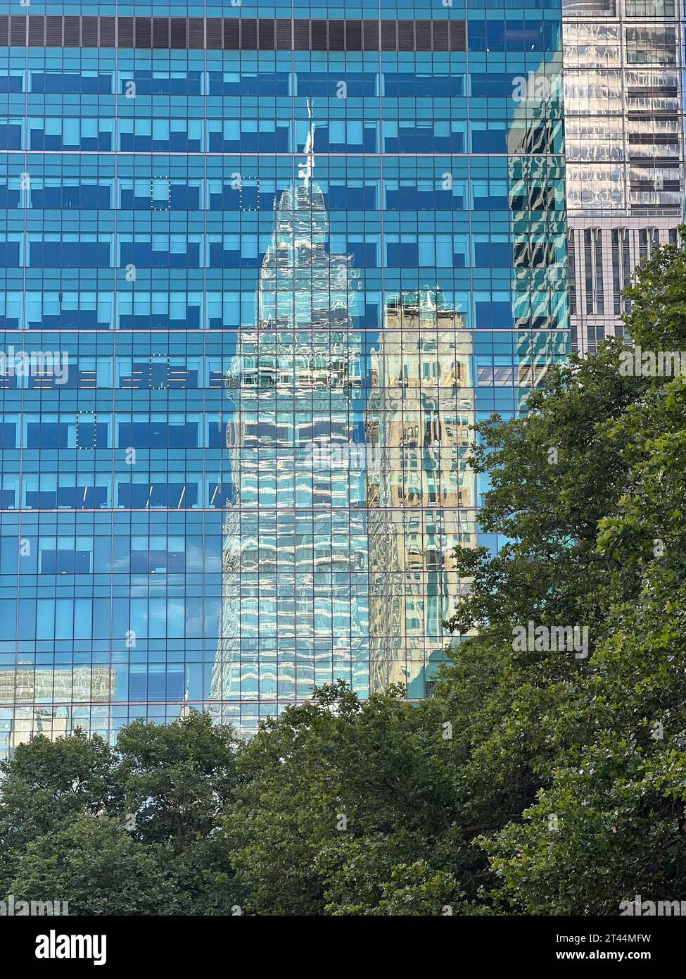 building, skyscrapers reflection on glass windows of a building behind ...