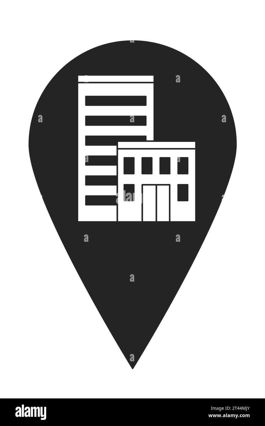 Condo apartments map pinpoint black and white 2D line cartoon object ...