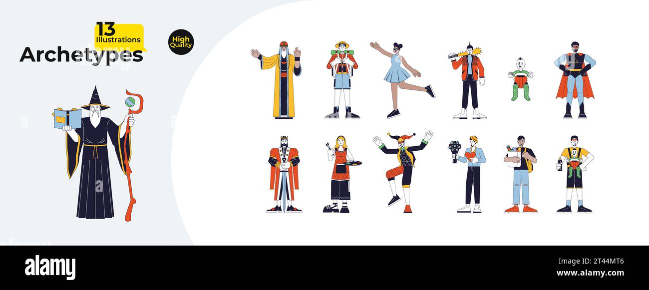 Character archetypes line cartoon flat illustration bundle Stock Vector Image & Art - Alamy