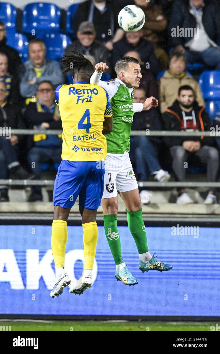 Beveren Waas, Belgium. 28th Oct, 2023. Beveren's Sheldon Bateau and ...