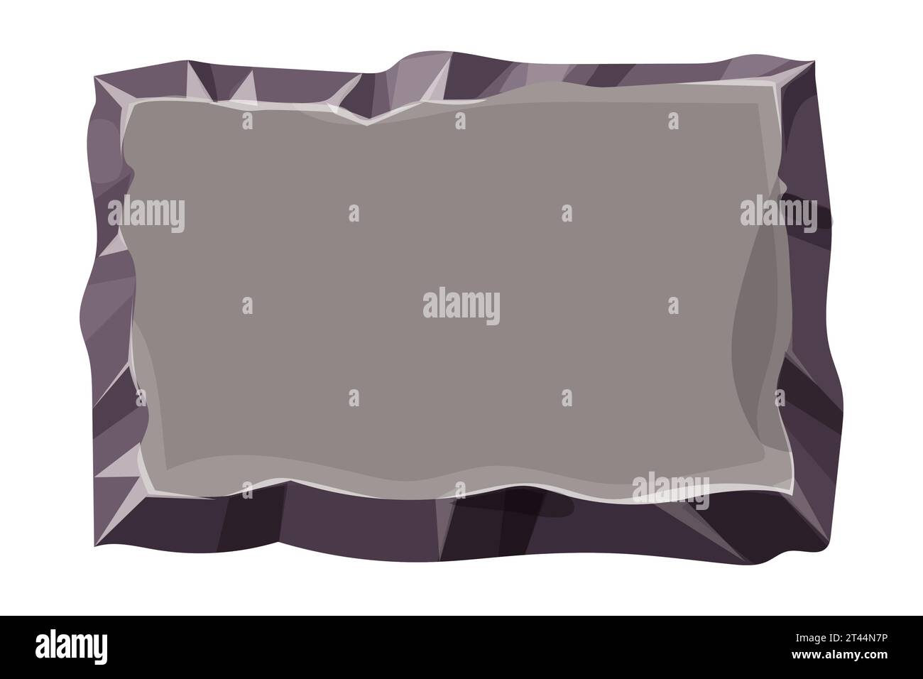 Stone menu panel, rock frame in comic cartoon style textured isolated ...