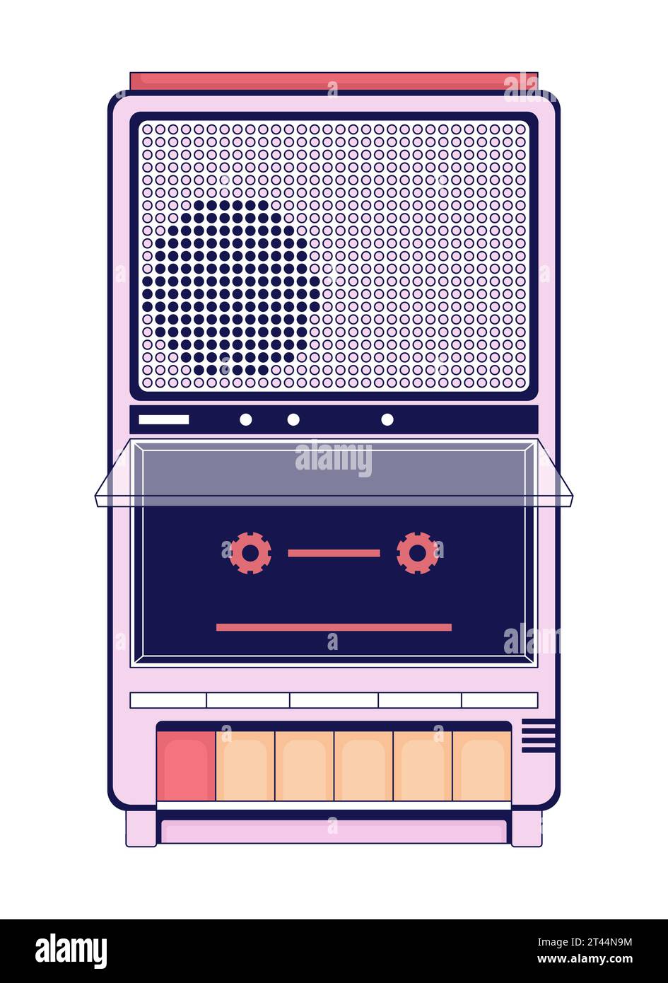 Retro cassette tape recorder 2D linear cartoon object Stock Vector ...