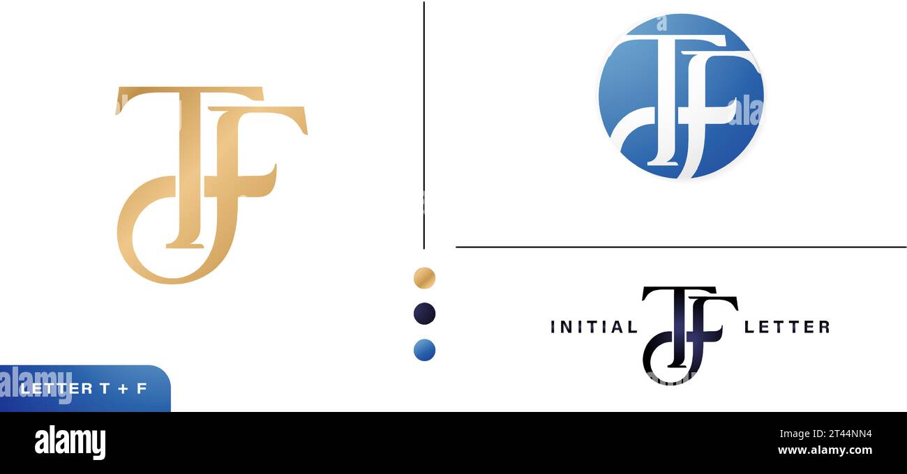 monogram TF Initials Letter Logo Design isolated white backgrounds for ...