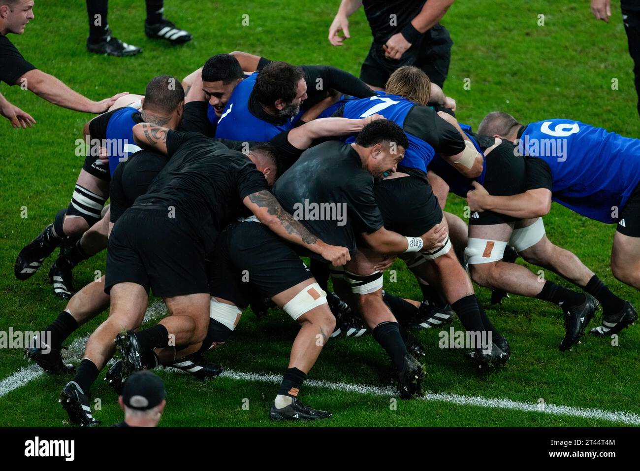 New Zealand's players warm up before the Rugby World Cup final match ...