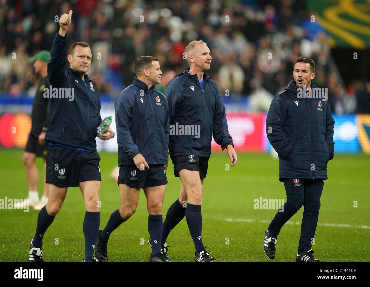 Referee Wayne Barnes (second right) before the Rugby World Cup 2023 ...