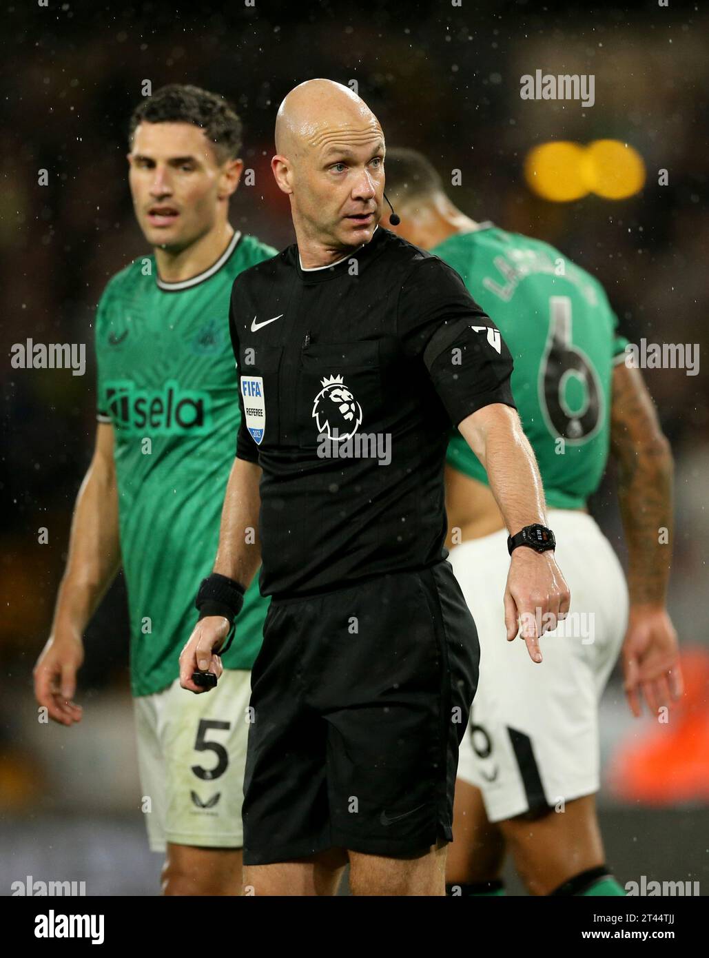 Referee Anthony Taylor during the Premier League match at the Molineux ...