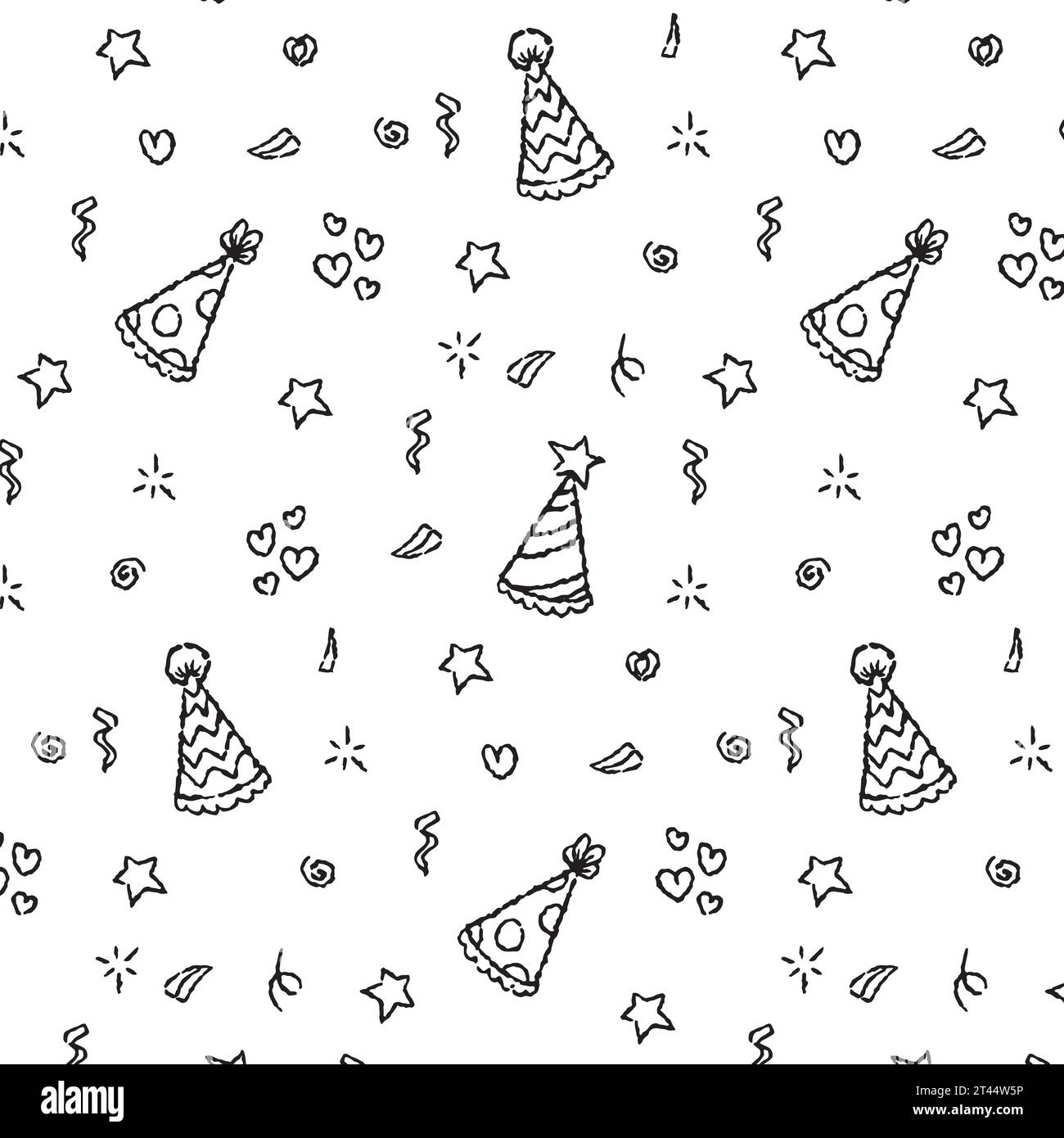 Hand drawn background for birthday and parties with party caps ...