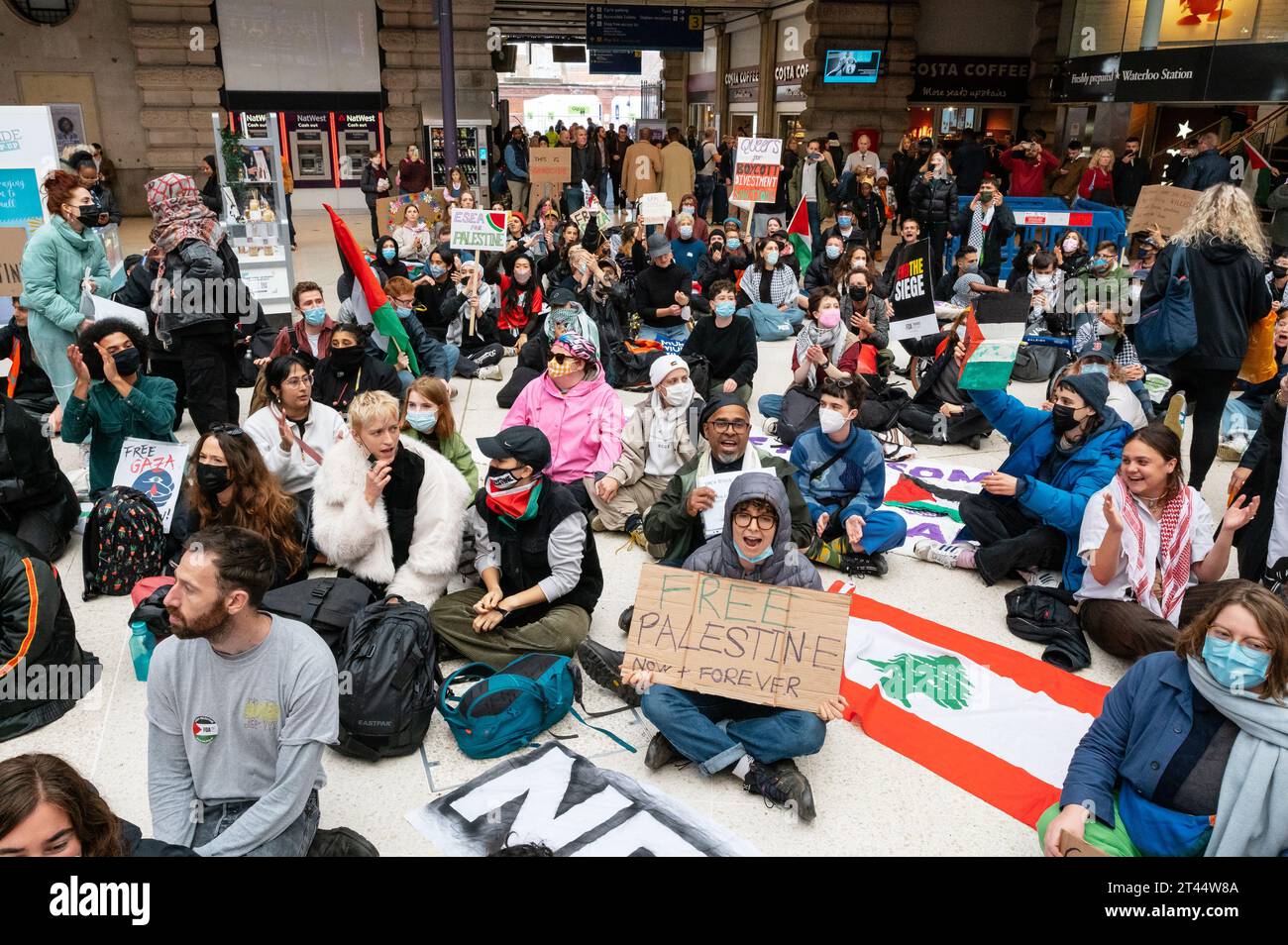 London, UK. 28 October 2023. Over one hundred pro Palestine protesters ...
