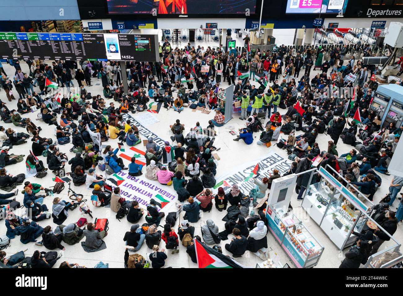 London, UK. 28 October 2023. Over one hundred pro Palestine protesters ...
