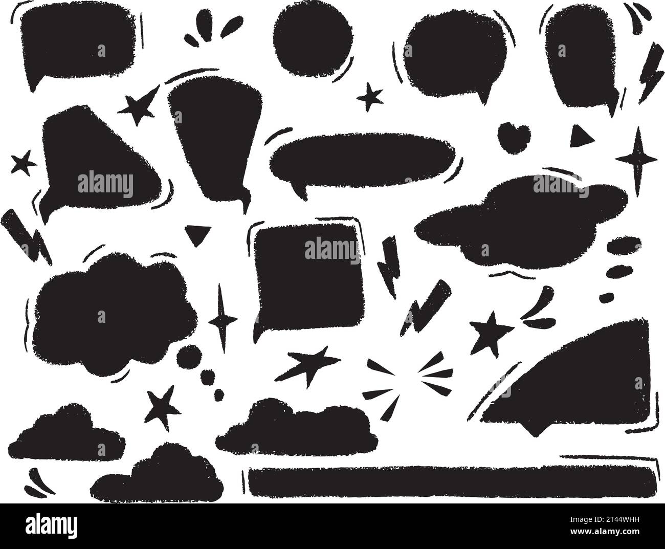 Set of speech bubbles. Conversational clouds, vnctor, chalk texture. Collection of hand drawn ...