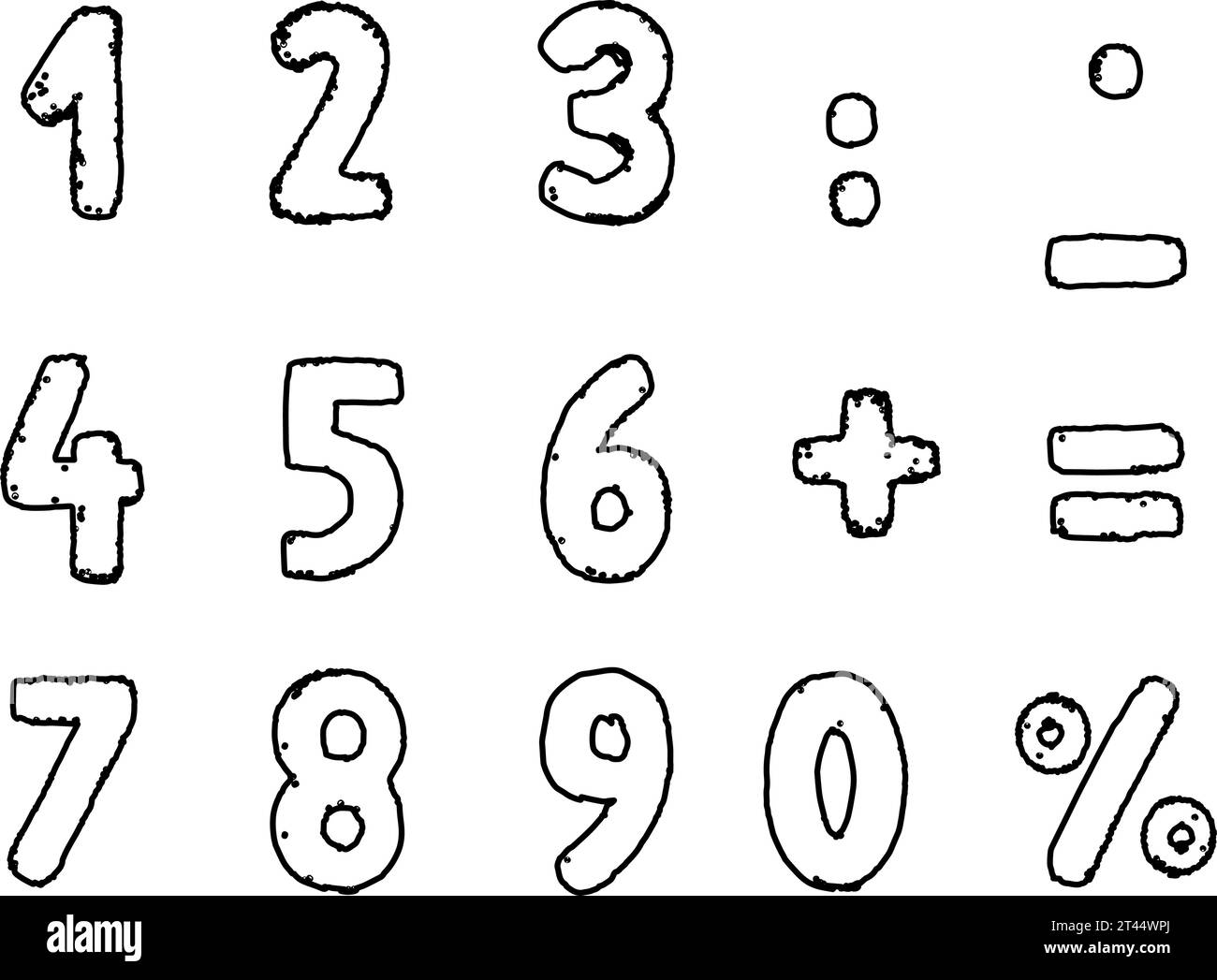 set of mathematics outline, numbers on a transparent background, drawn ...