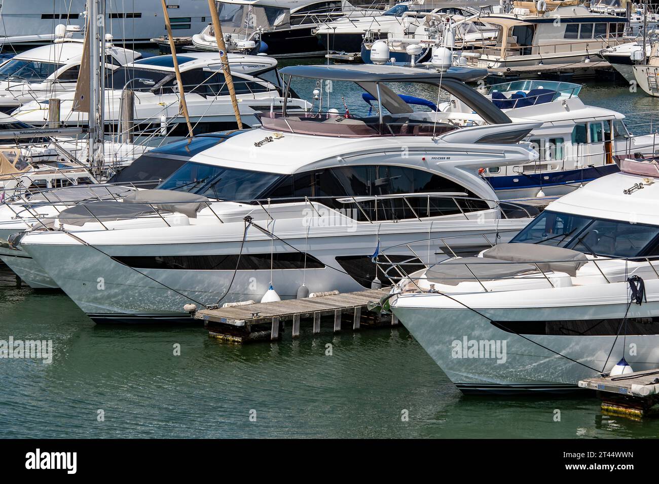 large luxury motorboats and motor yachts in the marina on the lymington ...